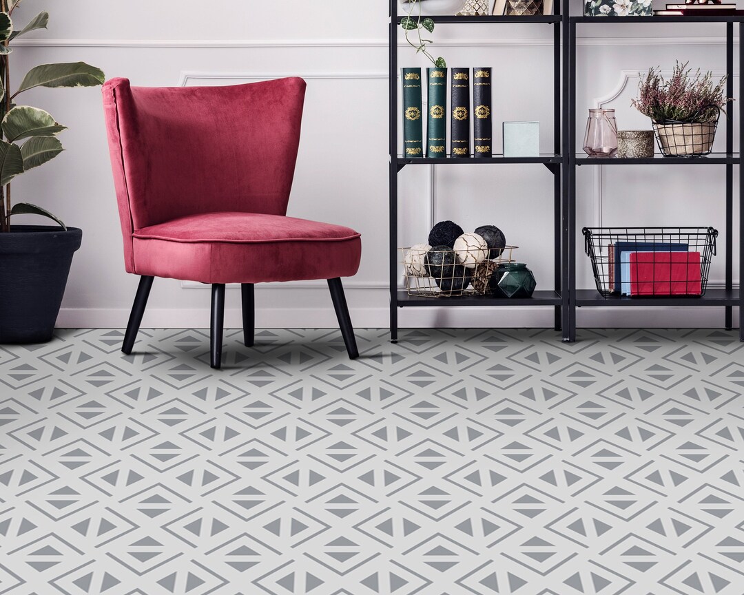 Geometry Triangles Form Vinyl Flooring, Beige Luxury Flooring, Gray ...