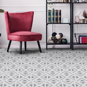 Geometry Triangles Form Vinyl Flooring, Beige Luxury Flooring, Gray ...