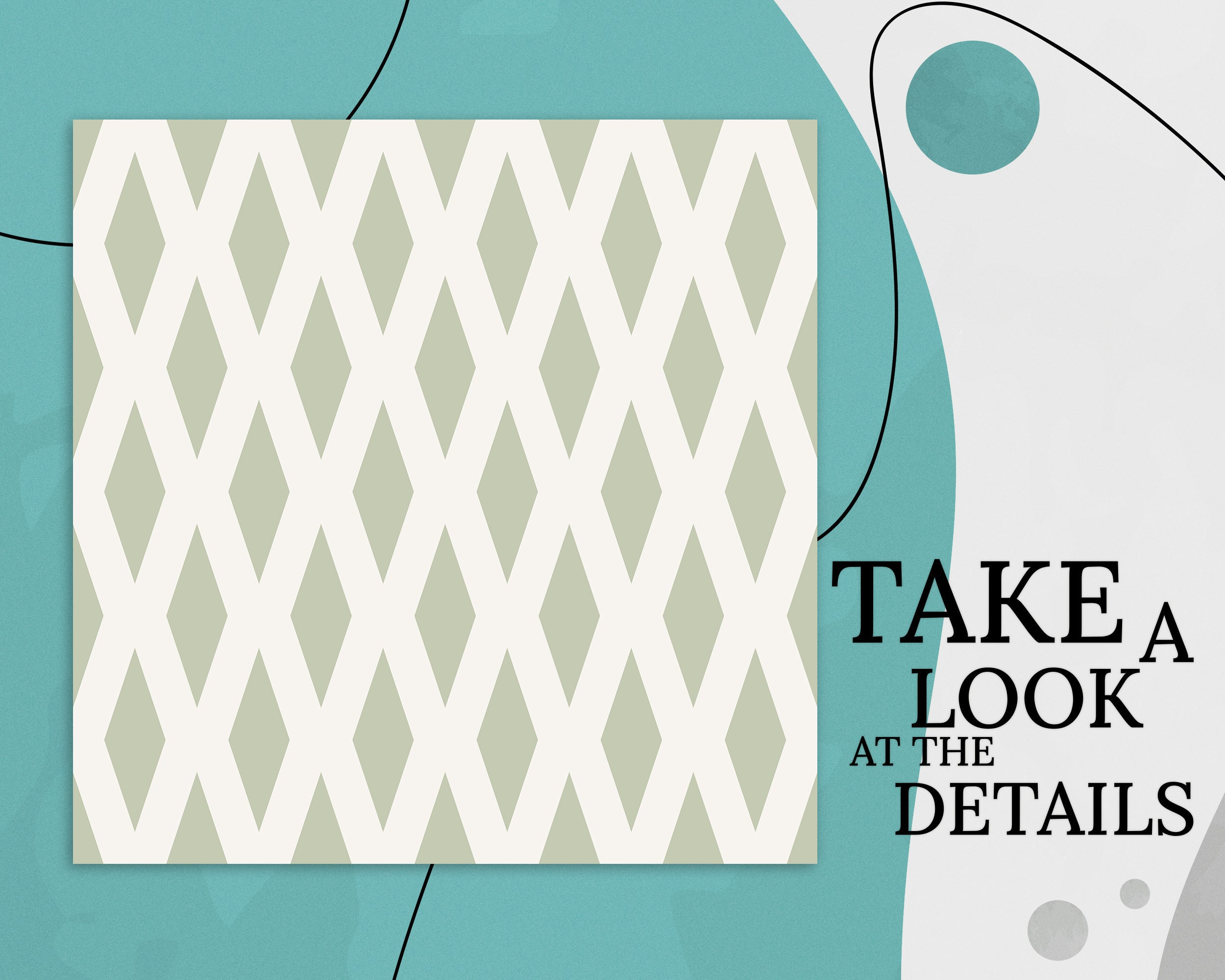 Retro Rhombi Vinyl Flooring, Green Linoleum in Roll, White Luxury ...