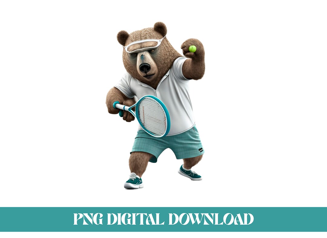 Teddy Bear Playing Tennis Clipart Digital Download Digital Download ...