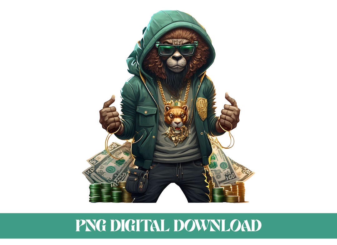 Buy Gangsta Money Lion Png Clip Art Hip Hop Style PNG Download T-shirt ...