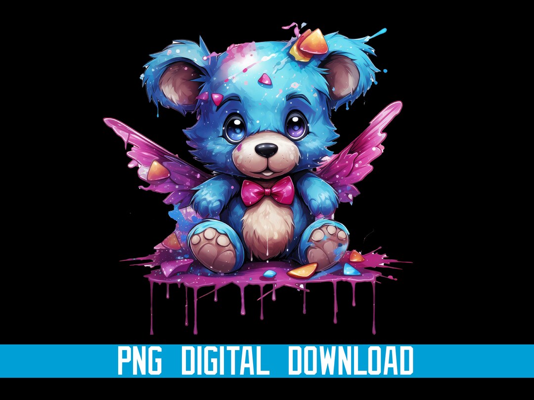 Teddy Bear Angel Colored Wings Clipart Digital File to - Etsy