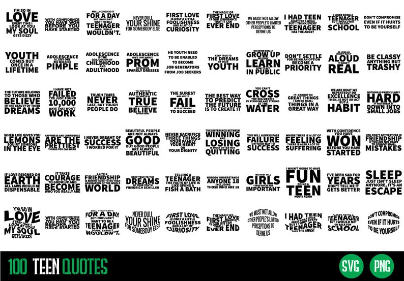 100 Teen SVG PNG Bundle Instant Download - Etsy