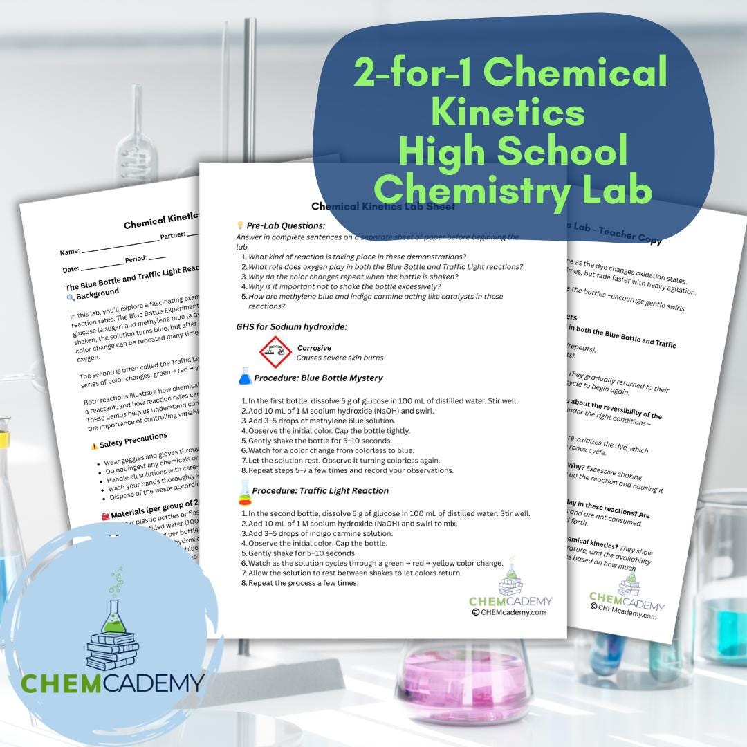 High School Chemistry Lab: Chemical Kinetics Grades 9-12 – Blue Bottle ...