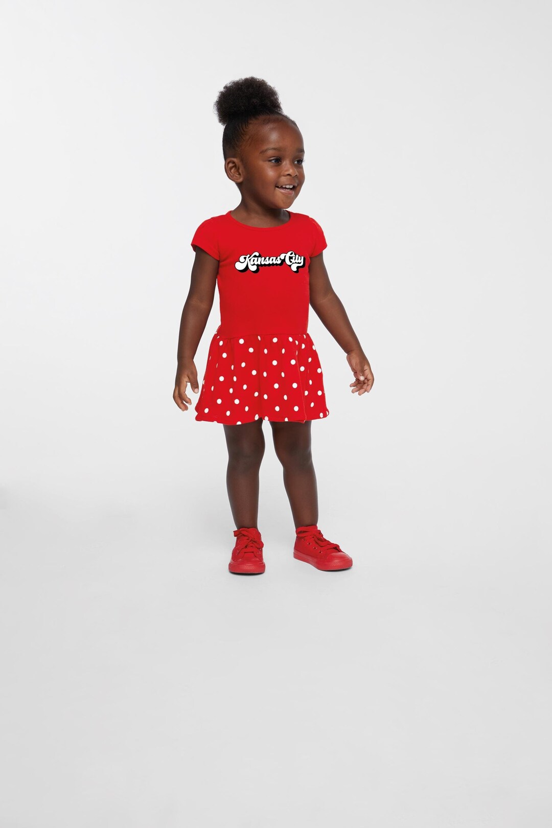 Kansas City Dress | Football Toddler Red Polka Dot 2-5/6T | Gift ...