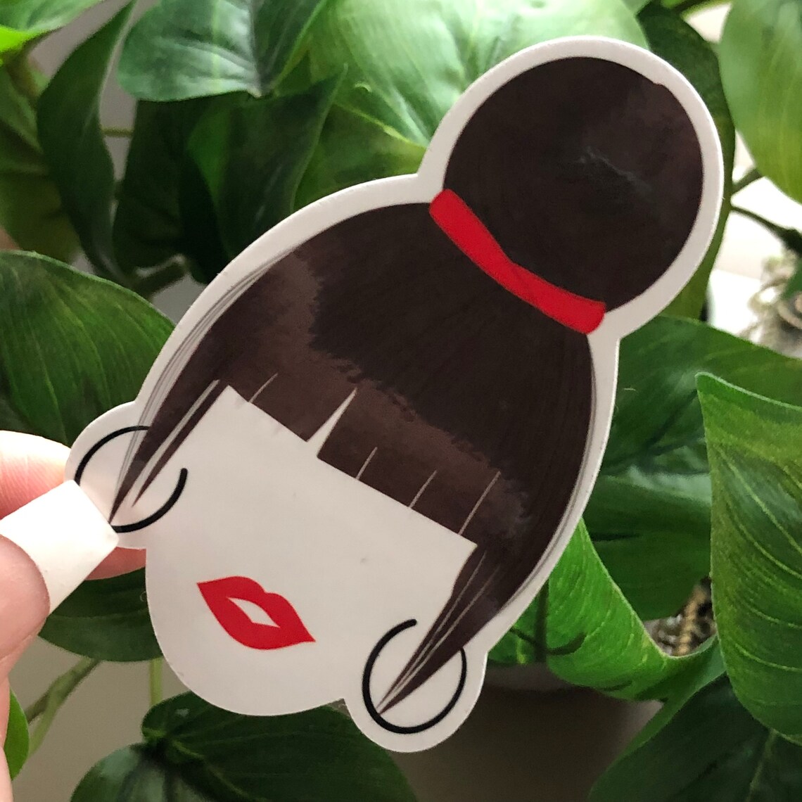 Bangs Sticker Messy Bun Laptop Decal - Etsy