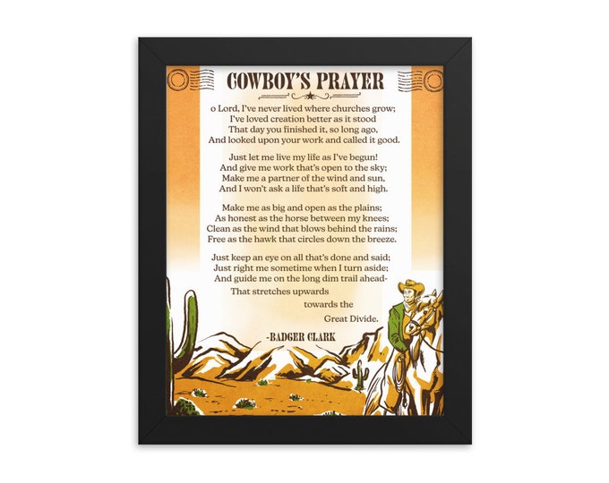 Cowboys' Prayer Cowboy & Horse Vintage Western Postcard unused - Etsy