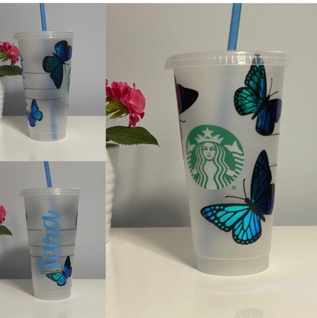 Starbucks Cold Cup With Butterfly , Custom Butterfly Cup, Starbucks ...