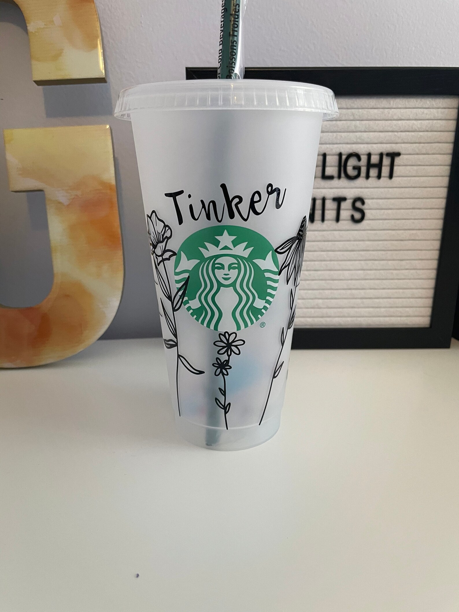 Floral Starbucks cold cup Starbucks cold cup with flowers | Etsy