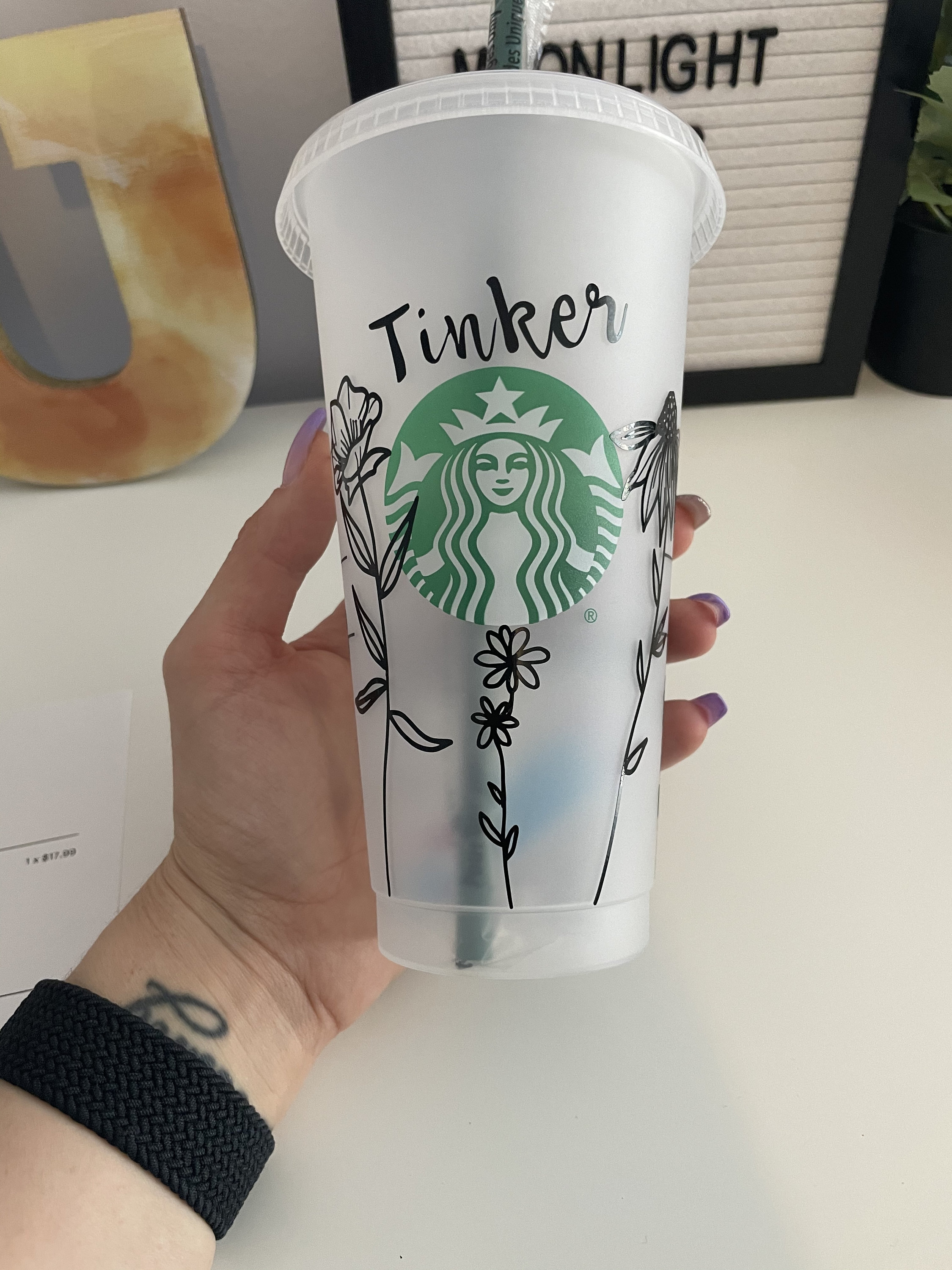 Floral Starbucks cold cup Starbucks cold cup with flowers | Etsy