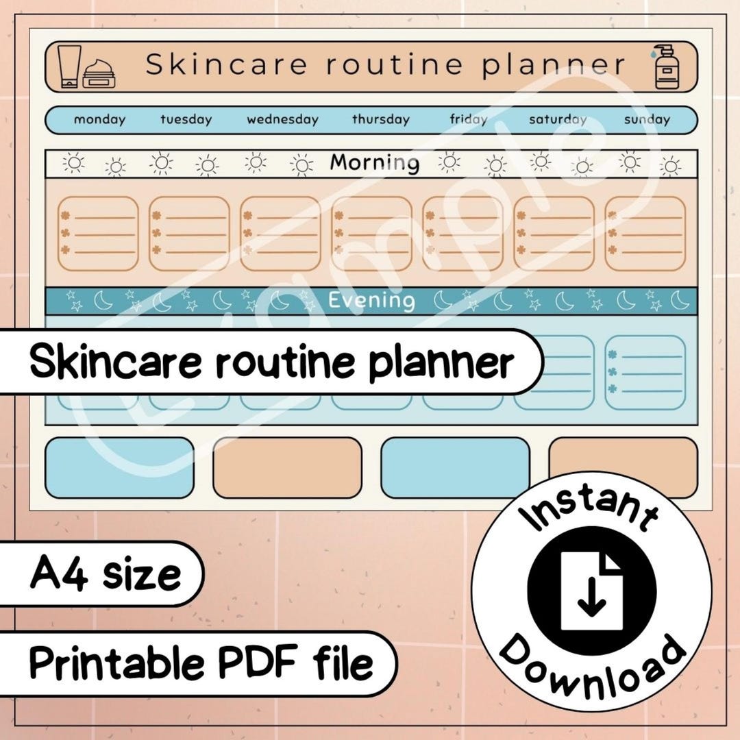 Skin Care Routine Planner Printable Adhd-friendly Beauty Schedule ...