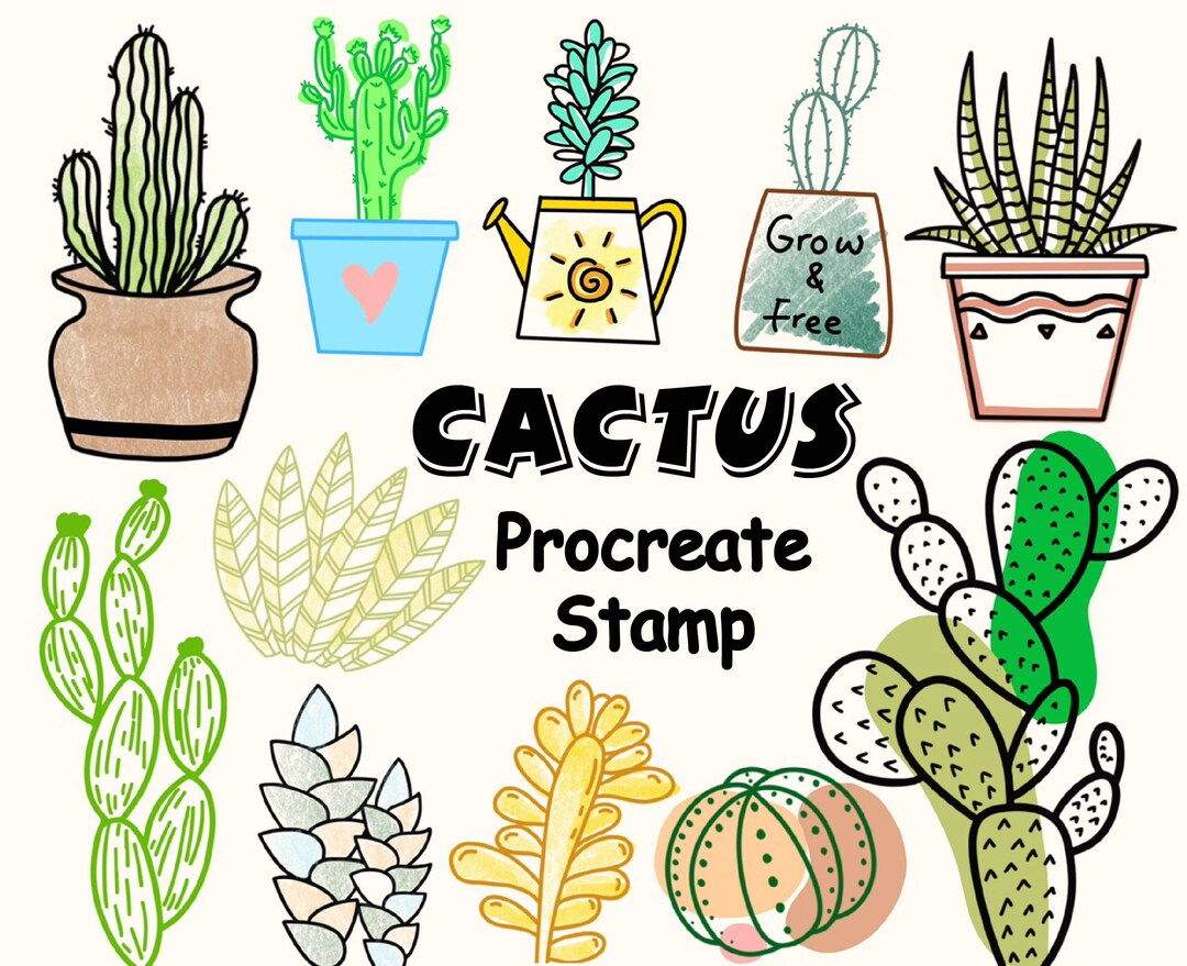 Cactus Procreate Stamp - Plants Procreate Brushes - Succulent Stamp ...
