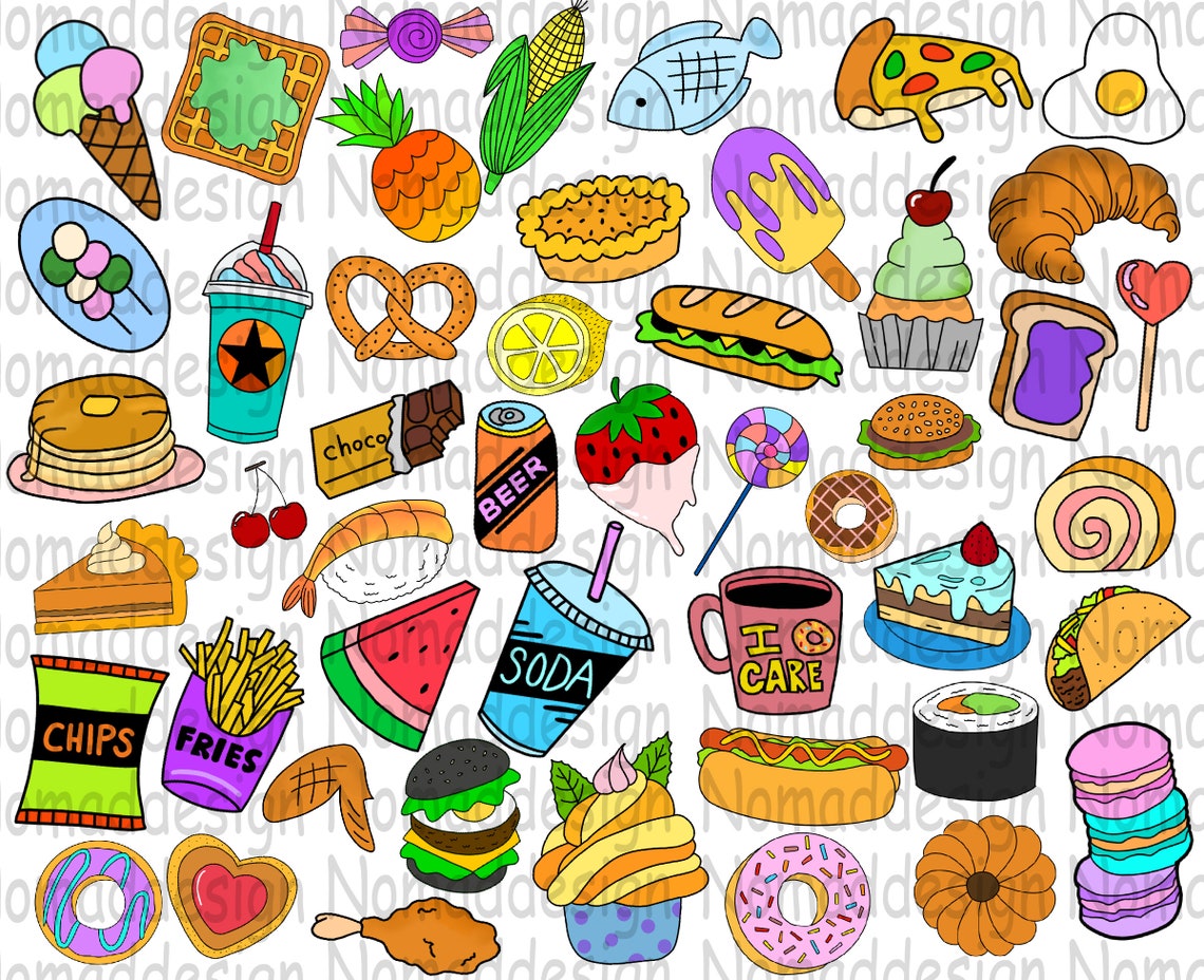 Snacks Clipart Junk Food Clipart Fast Food Clipart Food PNG Hand Drawn ...