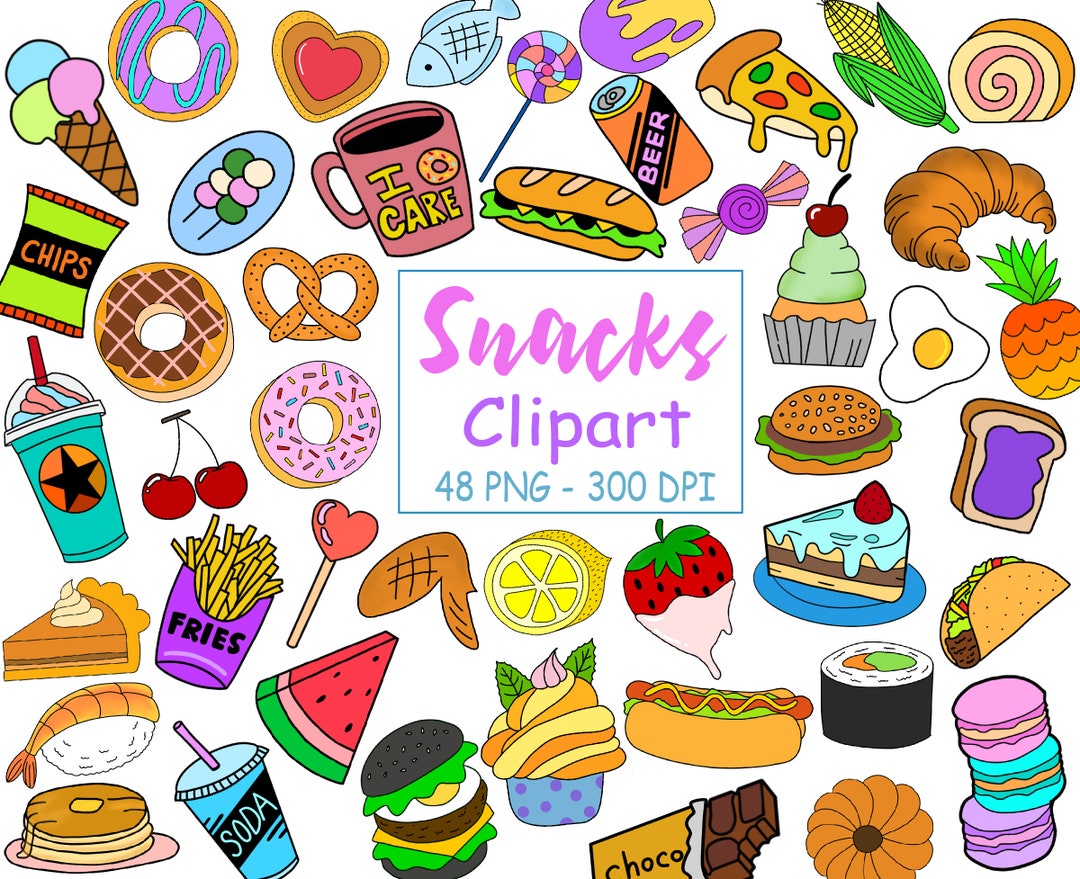 Snacks Clipart Junk Food Clipart Fast Food Clipart Food PNG Hand Drawn ...