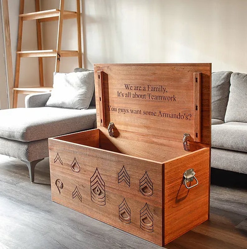 WOODEN HOPE Storage CHEST Keepsake Box, Engraved Wood Trunk Treasure ...