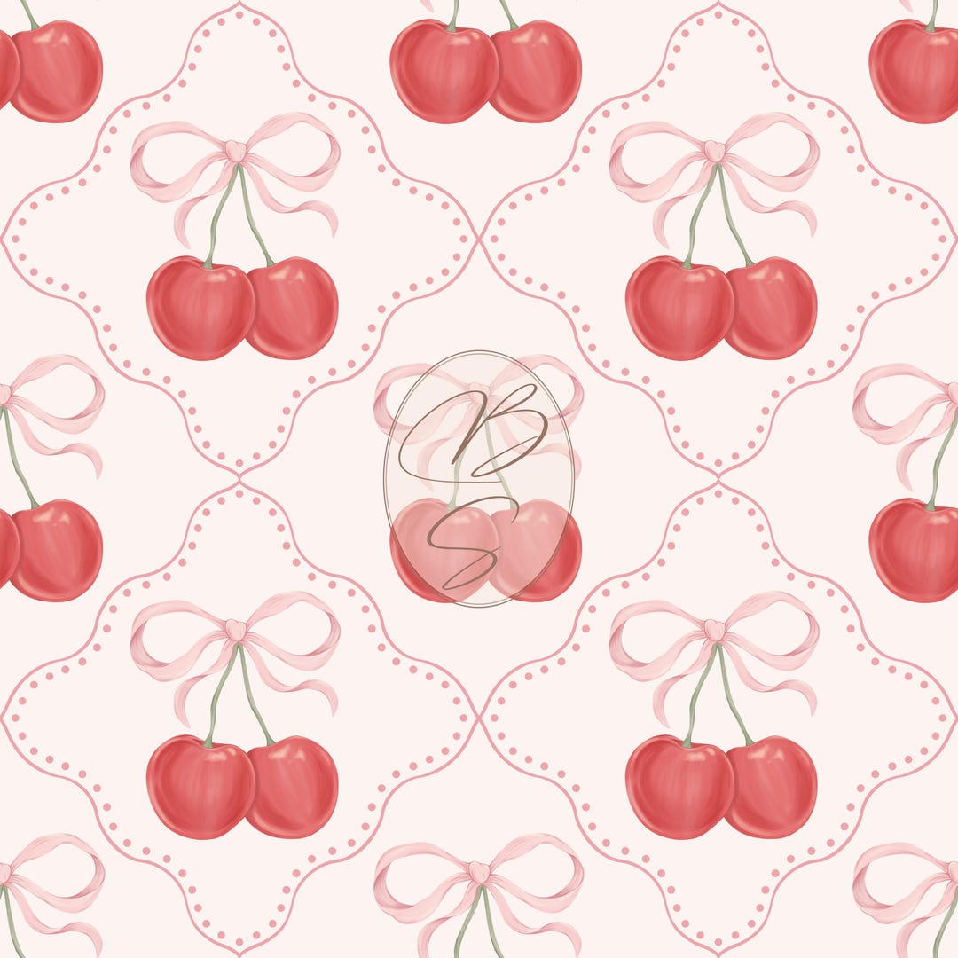 Vintage Preppy Cherries - off White / Seamless Pattern / Handdrawn ...