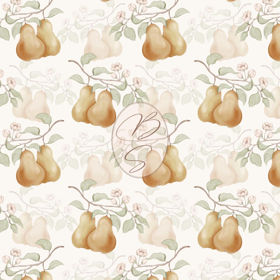 Vintage Pears -antique White / Seamless Pattern / Handdrawn Pattern ...