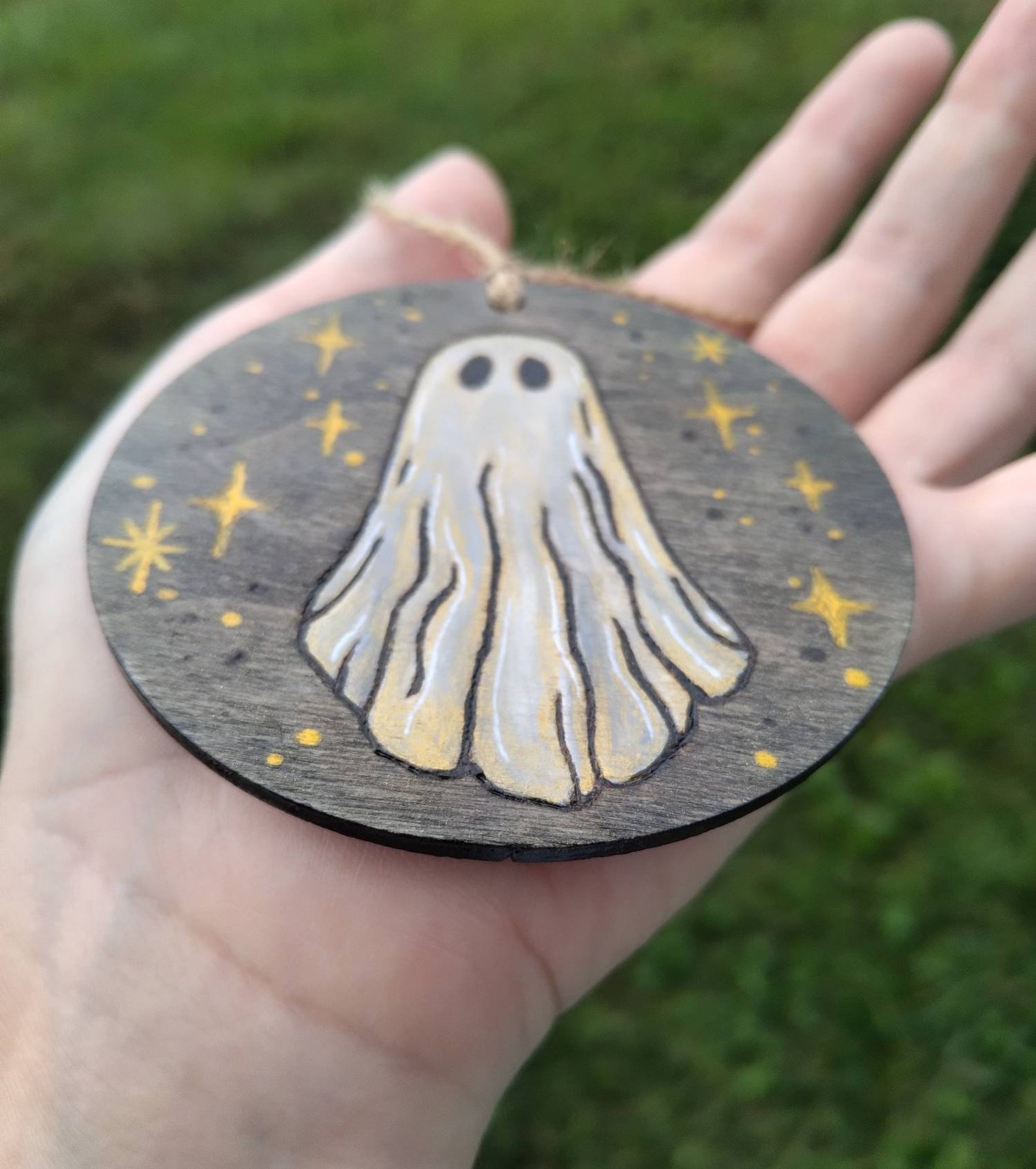 Wood Burned Ghost Ornament - Etsy
