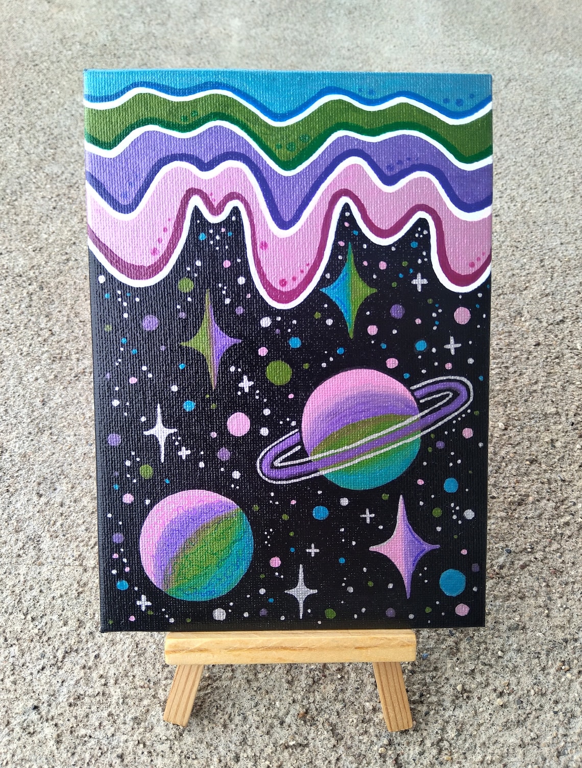 Metallic Rainbow Space Drip Painting - Etsy