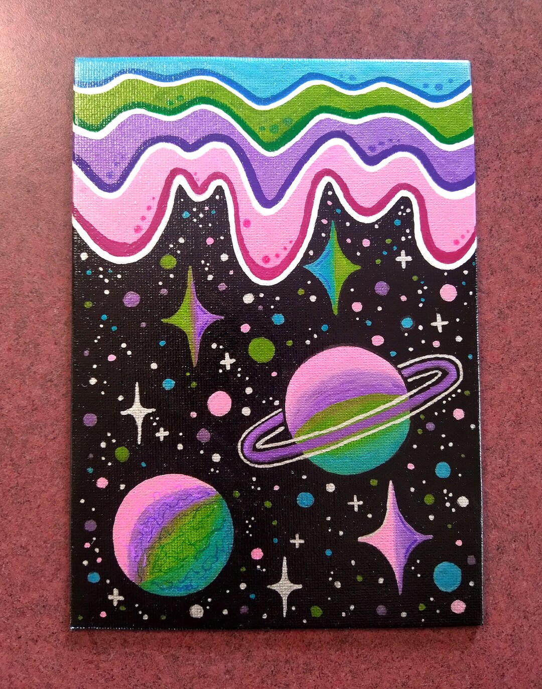 Metallic Rainbow Space Drip Painting - Etsy