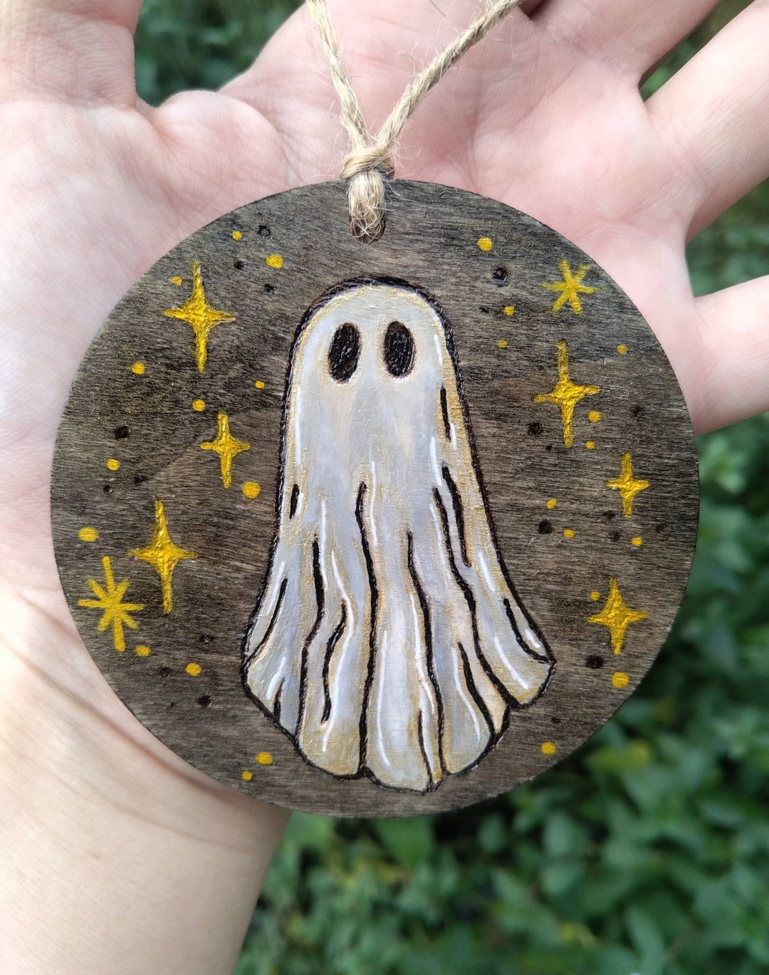 Wood Burned Ghost Ornament - Etsy