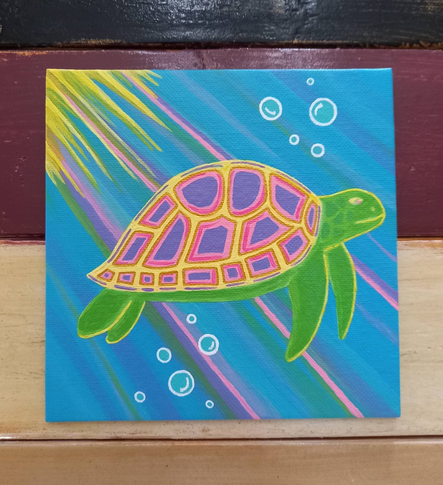 Retro Sea Turtle Painting - Etsy