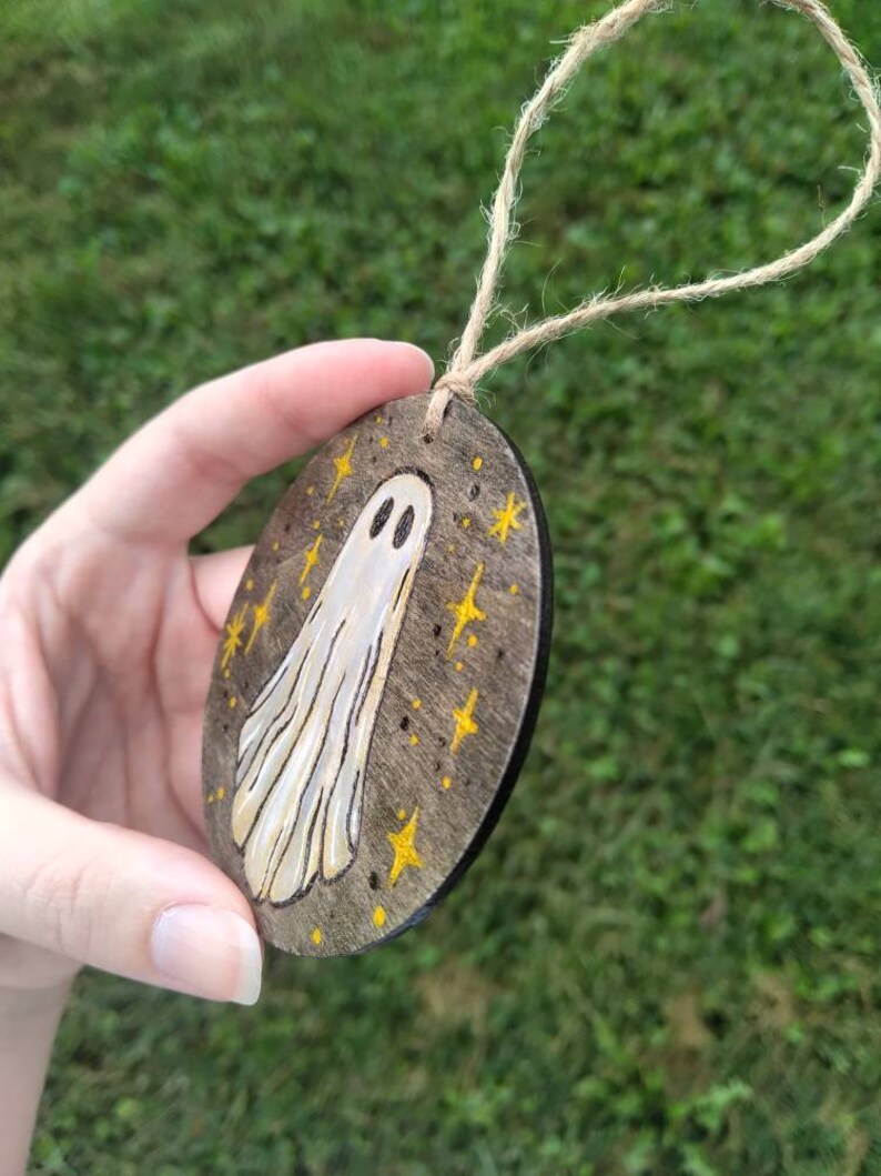 Wood Burned Ghost Ornament - Etsy