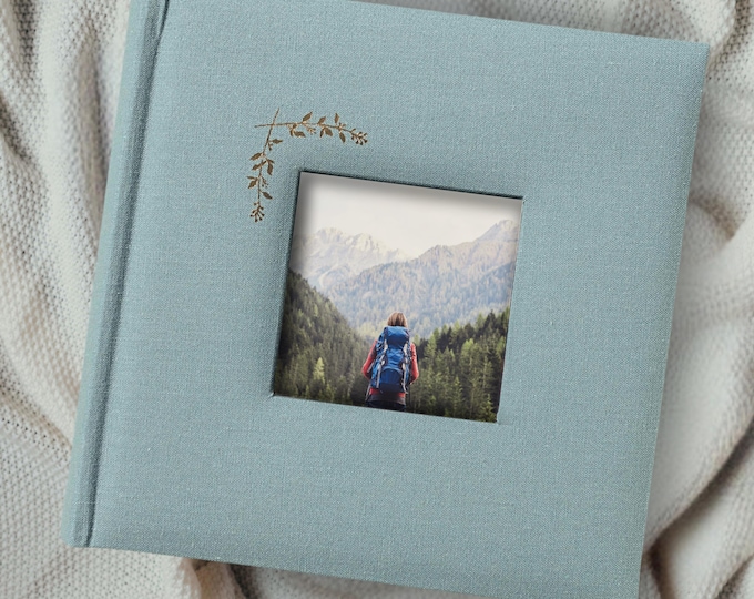 Linen Photo Album With Window 8.6" X 8.6" - 200 Pockets for 4x6 Photos ...