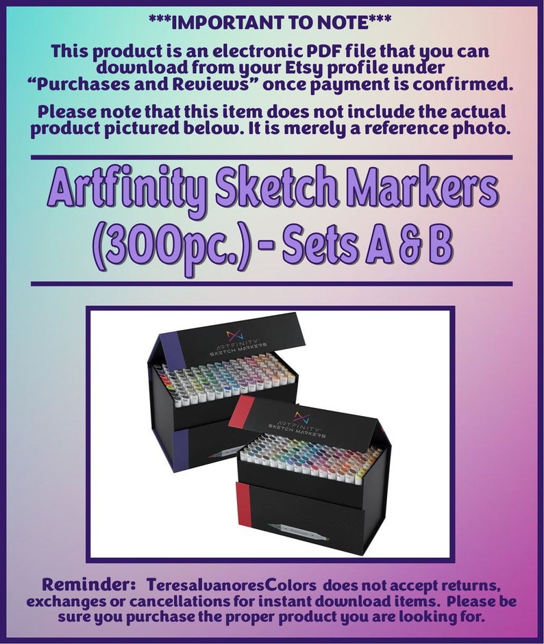 Swatch Form: Artfinity Sketch Markers (300pc.) - Sets A and B (black ...