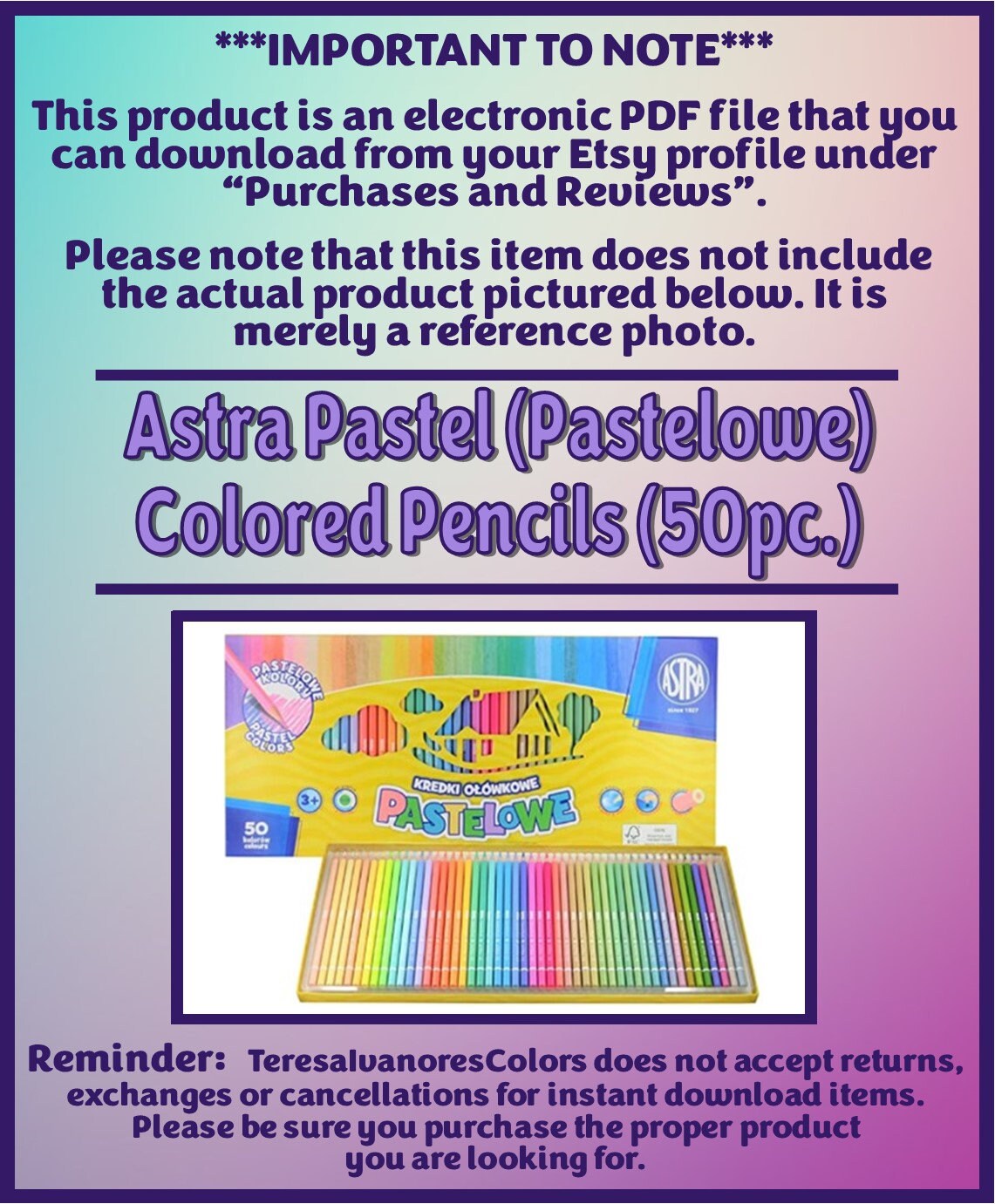 Condensed Color Chart For: ASTRA Pastel (pastelowe) Colored Pencils ...