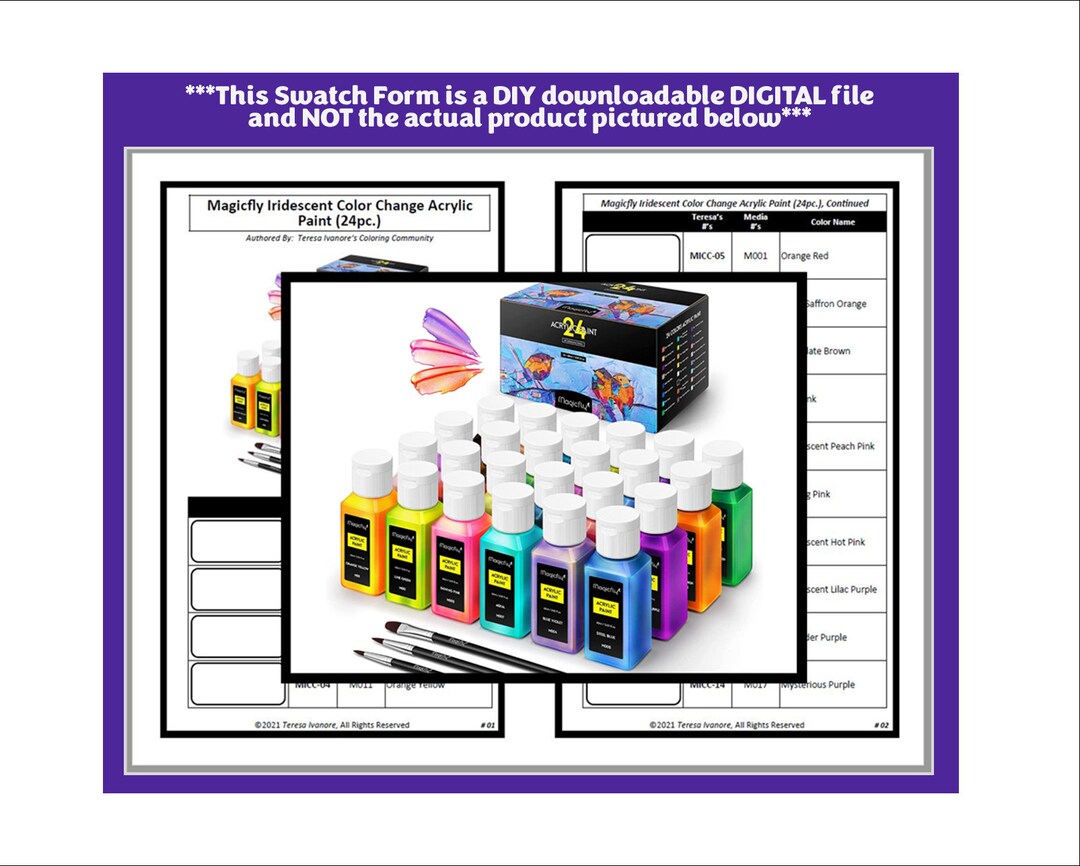 Swatch Form: Magicfly Acrylic Paint (024pc.) - Iridescent Color Change ...