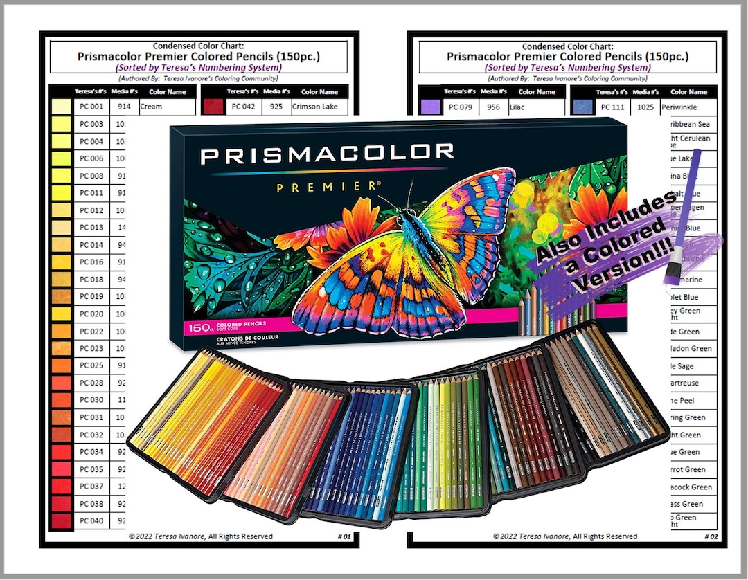 Condensed Color Chart For: Prismacolor Premier Pencils 150pc. Includes ...