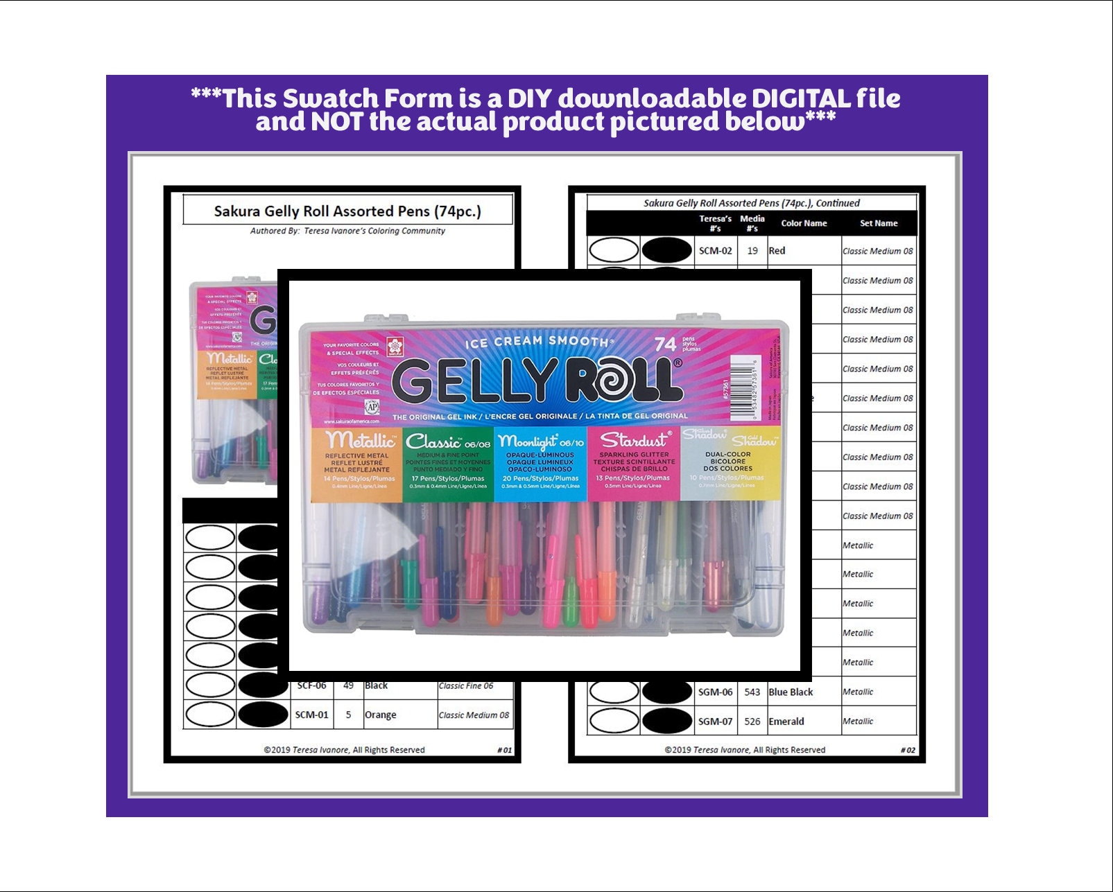 Swatch Form: Sakura Gelly Roll Pens (074pc.) - Assorted Pens (black ...