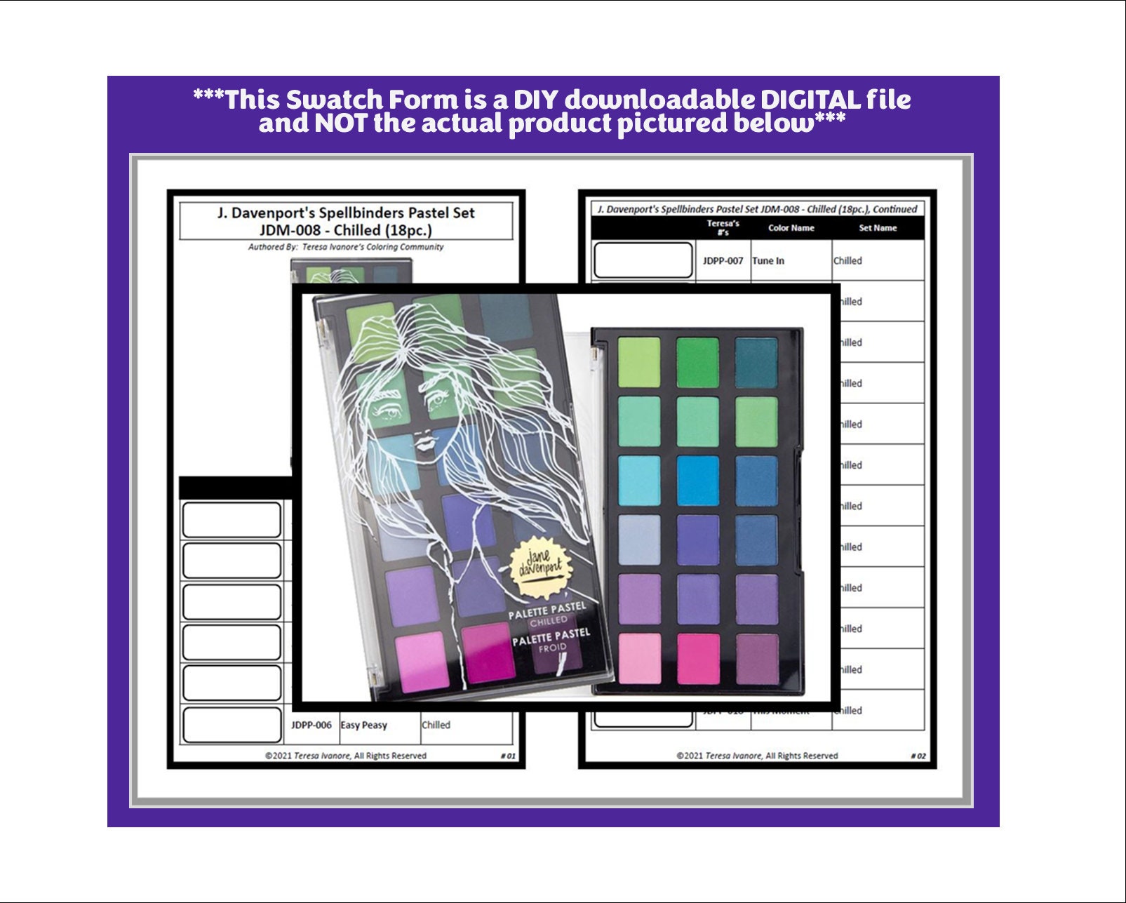 Swatch Form: Jane Davenport Spellbinders Pastel Sets Chilled - Etsy