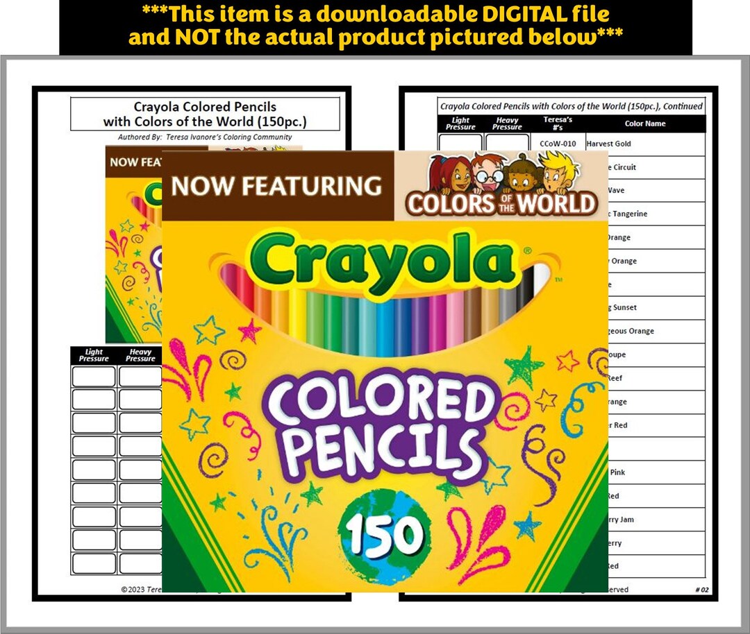 Swatch Form /color Chart For: Crayola Colored Pencils With - Etsy Australia