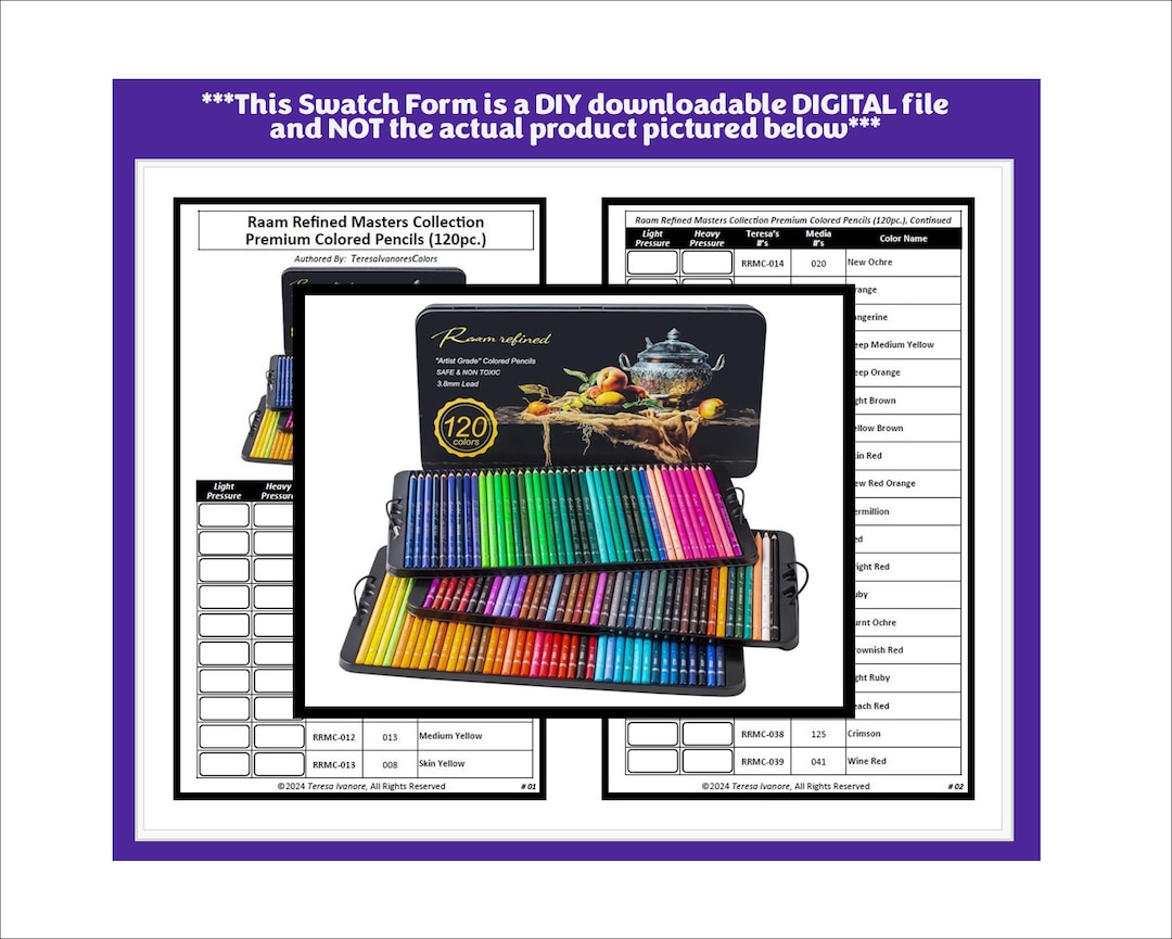 Swatch Form: Raam Refined Masters Collection Premium Colored Pencils ...