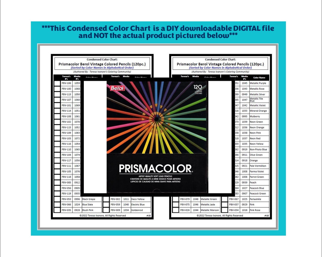 Condensed Chart: Prismacolor Premier Pencils (120pc.) - Berol Vintage ...