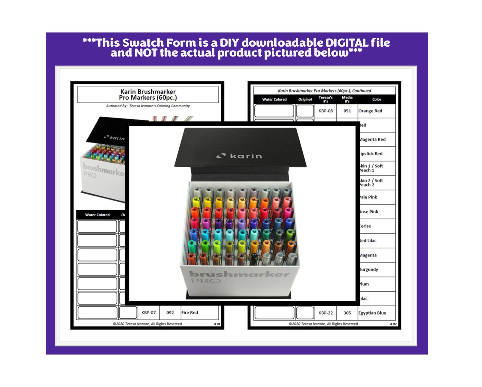 Swatch Form: Karin Brushmarkerpro Markers Set 60pc. - Etsy