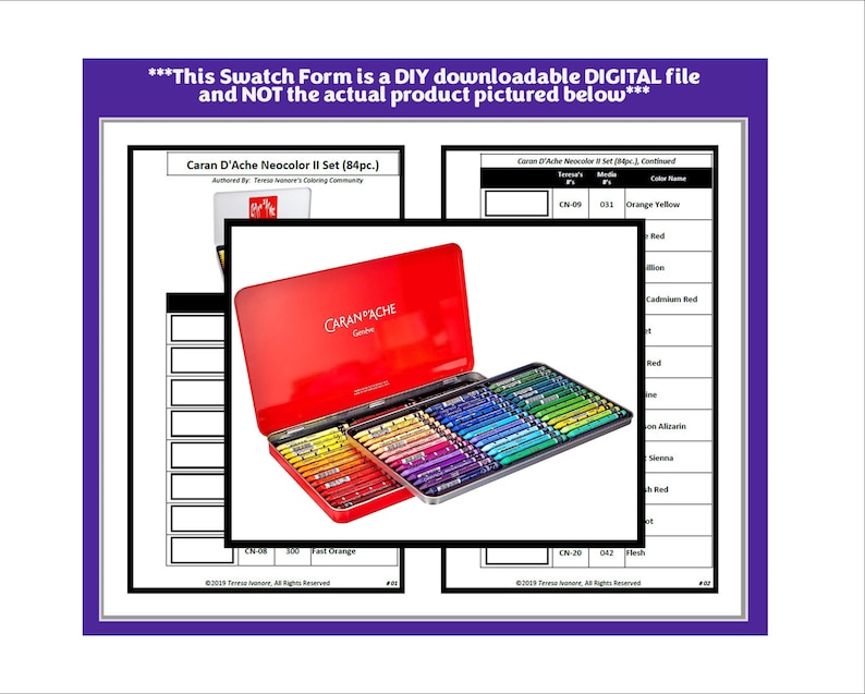 Swatch Form: Caran D'ache Neocolor II Aquarelle Wax Pastels (084pc ...