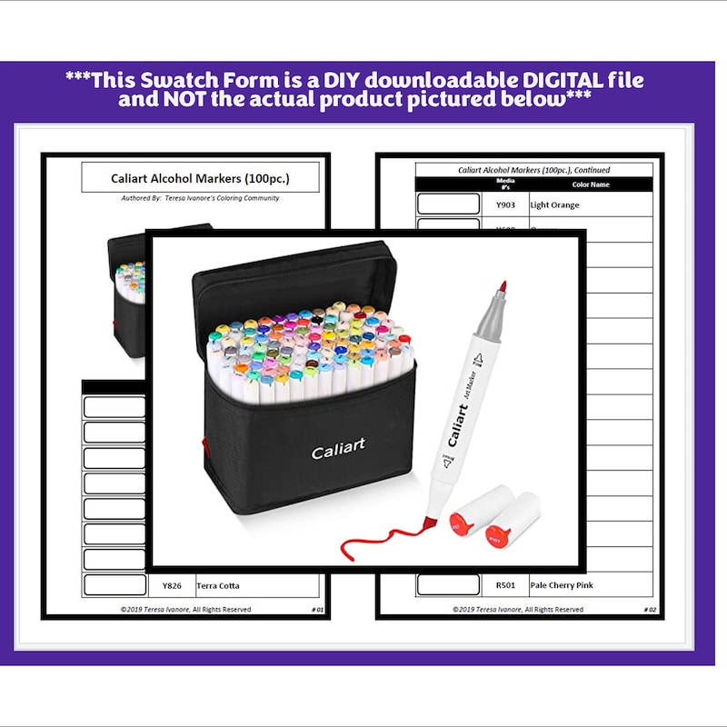 Swatch Chart for the Caliart Alcohol Markers - Etsy