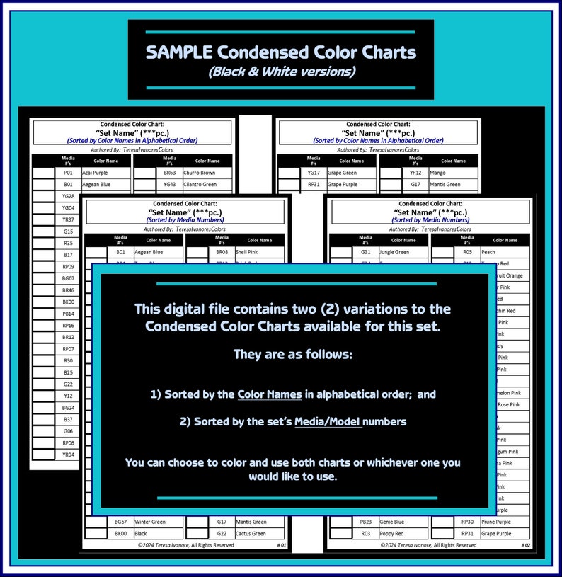 Condensed Chart: Copic Sketch Markers (358pc.) (black & White Version ...