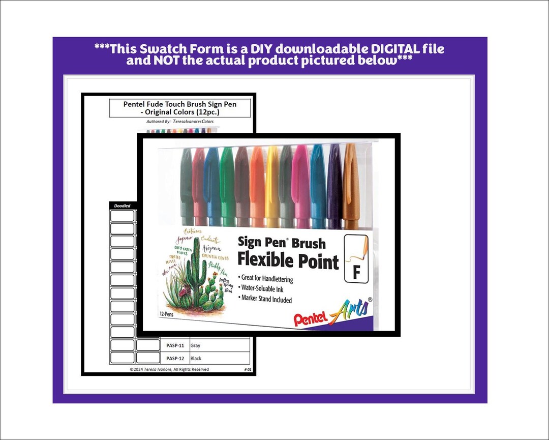 Swatch Form: Pentel Fude Touch Brush Sign Pens (012pc.) - Original ...