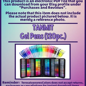 Swatch Form: TANMIT Gel Pens (120pc.) (black & White Version) - Etsy