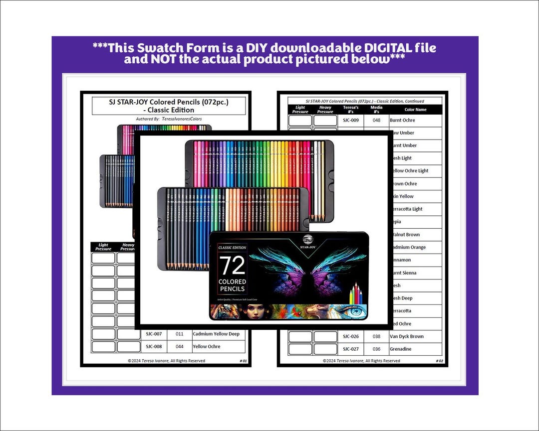Swatch Form: SJ STAR-JOY Colored Pencils (072pc.) - Classic Edition ...