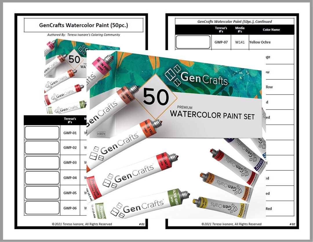 Swatch Form /color Chart For: Gencrafts Watercolor Paint - Etsy Australia