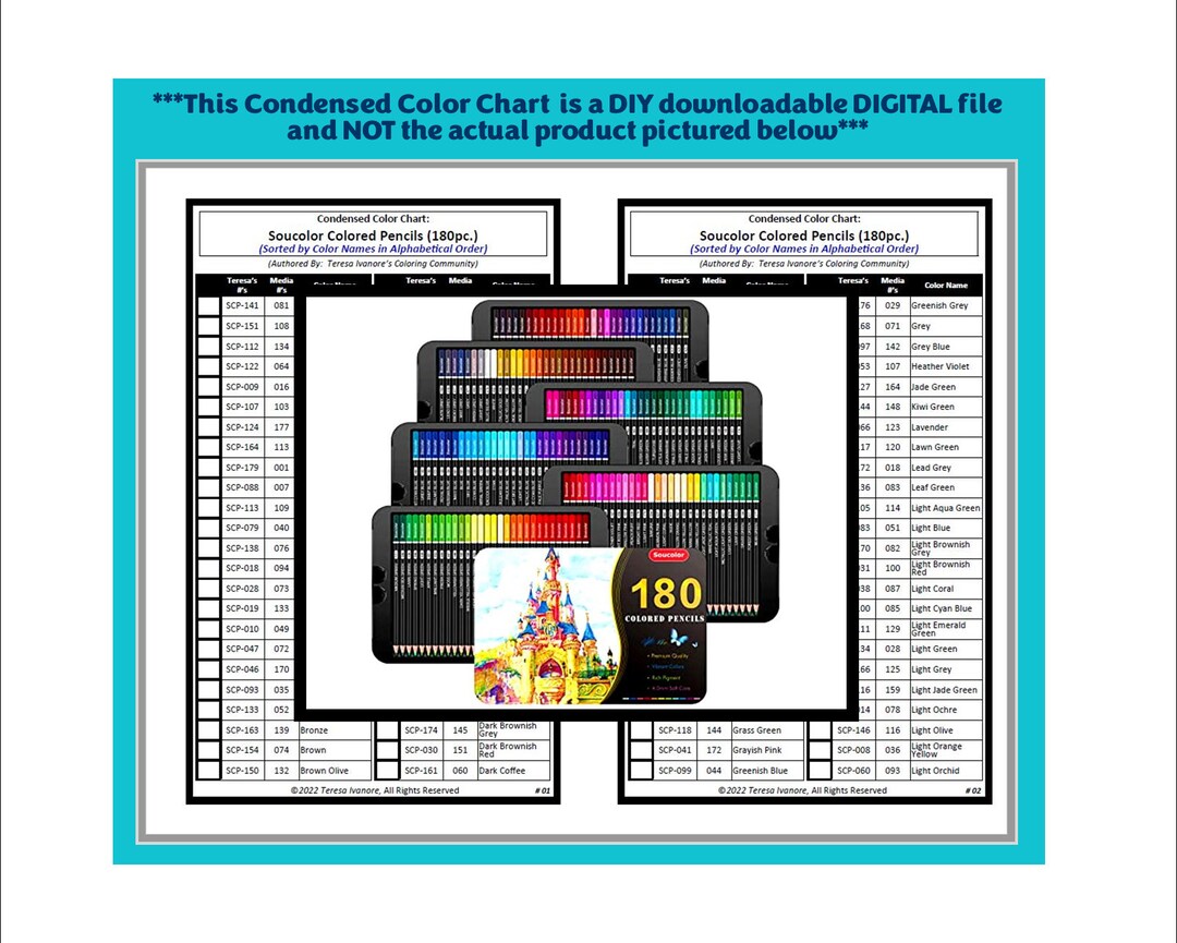 Condensed Chart: Soucolor Colored Pencils (180pc.) - Soft Series (black ...