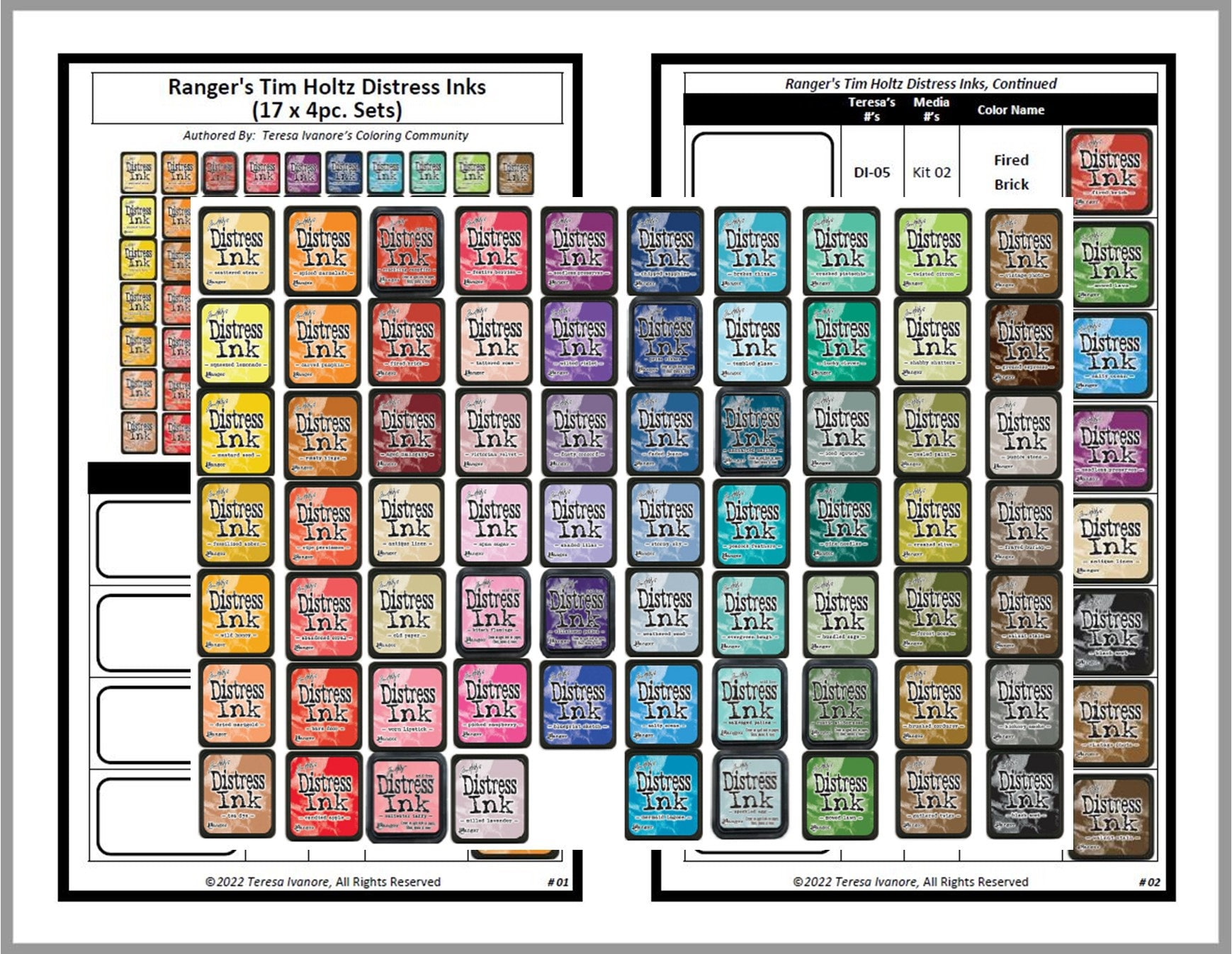 Swatch Form /color Chart For: Ranger's Tim Holtz Distress - Etsy UK