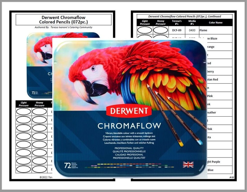 Swatch Form /color Chart For: Derwent Chromaflow Colored - Etsy Canada