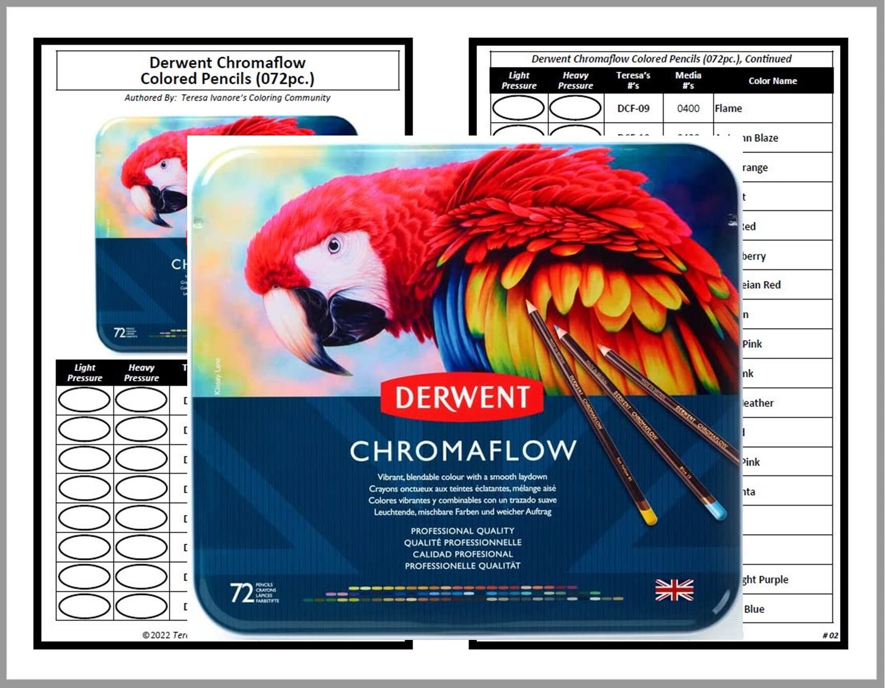 Swatch Form /color Chart For: Derwent Chromaflow Colored - Etsy Canada