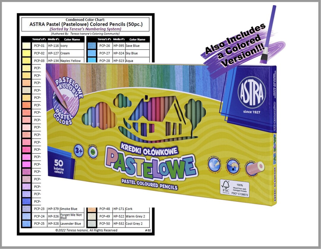Condensed Color Chart For: ASTRA Pastel pastelowe Colored - Etsy